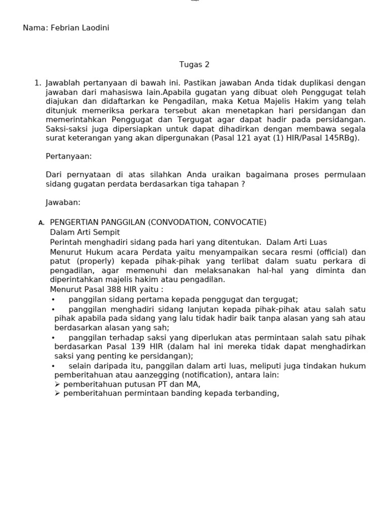 Tugas 2 Hukum Acara Perdata | PDF