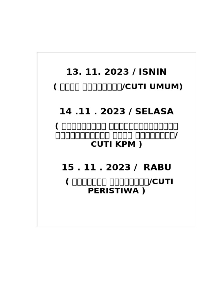 Rekod PDP Cuti Deepavali | PDF