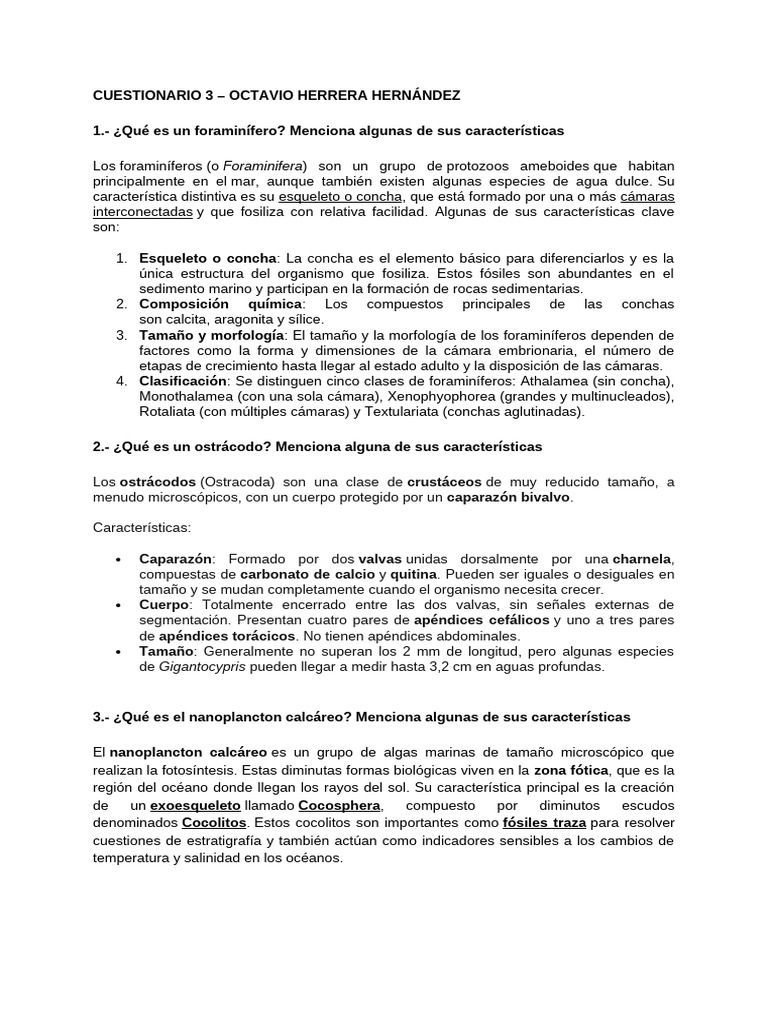 Foraminíferos, Ostrácodos y Pterópodos | PDF | Fósil