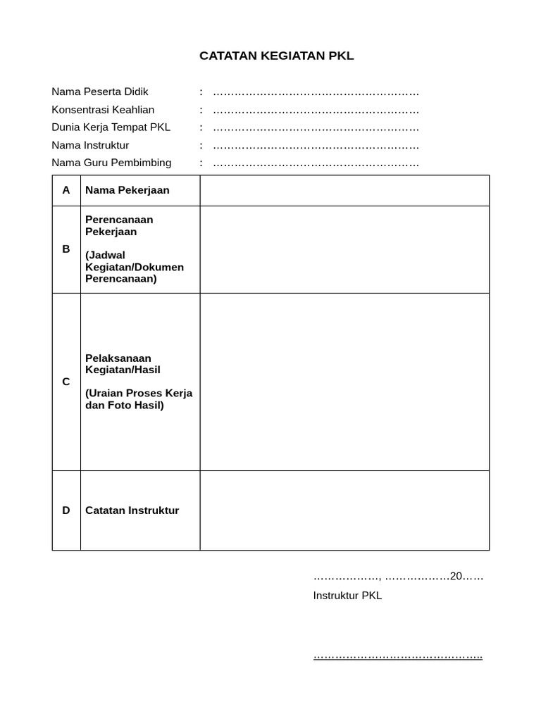 5 Lembar Catatan Kegiatan PKL | PDF | Seni | Komputer