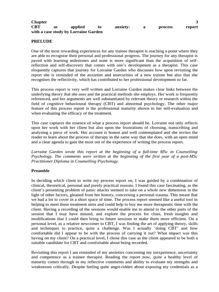 Chapter 3 Reporting | PDF | Psychotherapy | Cognitive Behavioral Therapy