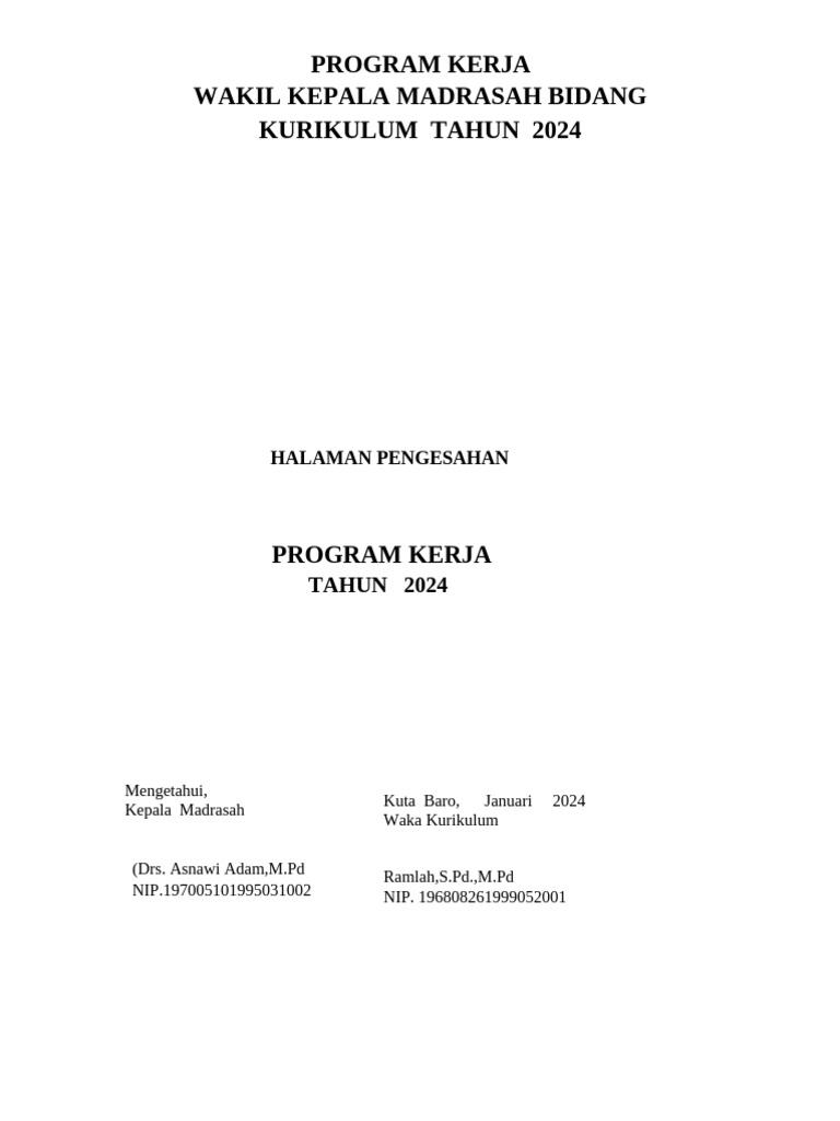 Program Kerja Waka Kurikulum Ramlah | PDF | Karier & Perkembangan | Kesehatan Holistik
