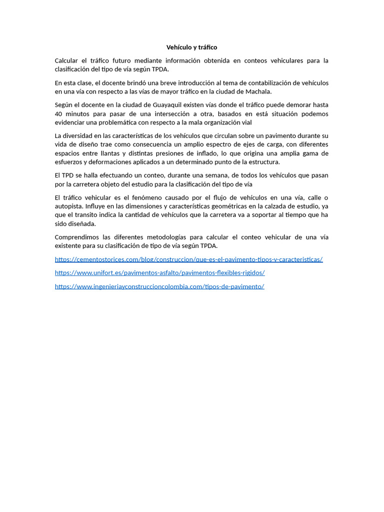 Análisis de Tráfico Vehicular y TPDA | PDF | Tecnología