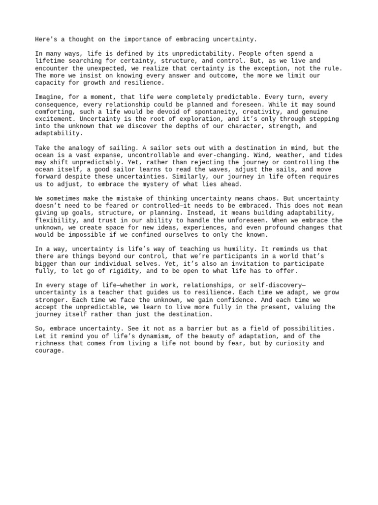 Embracing Uncertainty | PDF