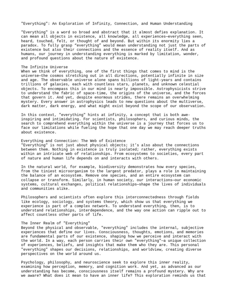 Everything An Exploration of Infinity, Connection, and Human ...