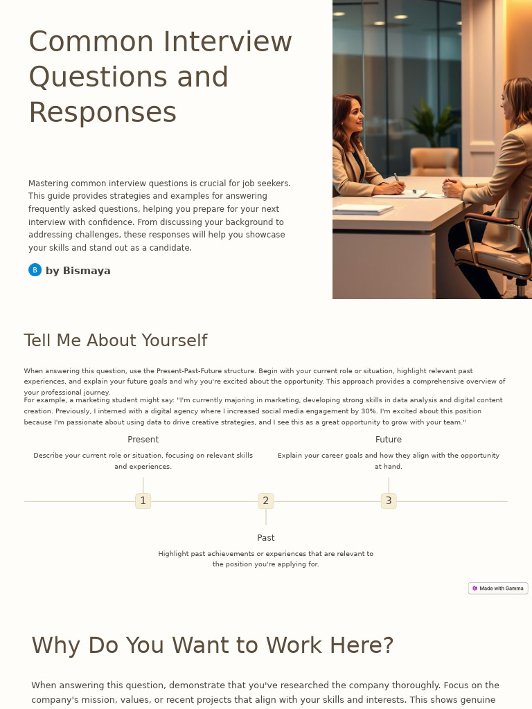 Common Interview Questions and Responses | PDF | Goal | Employment