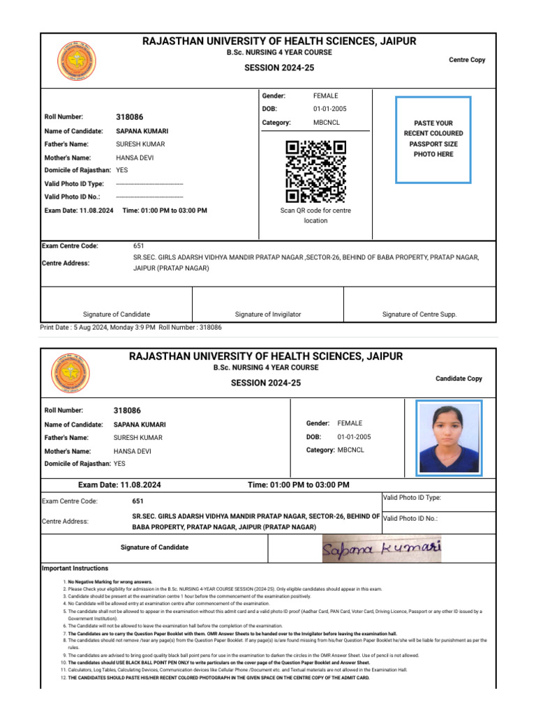 Ruhs B.sc. Nursing 2024002 | PDF