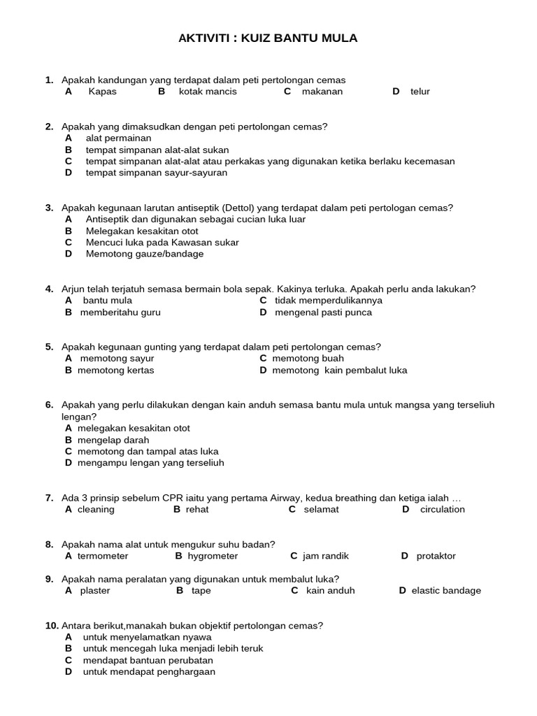 Kuis Bantu Mula | PDF