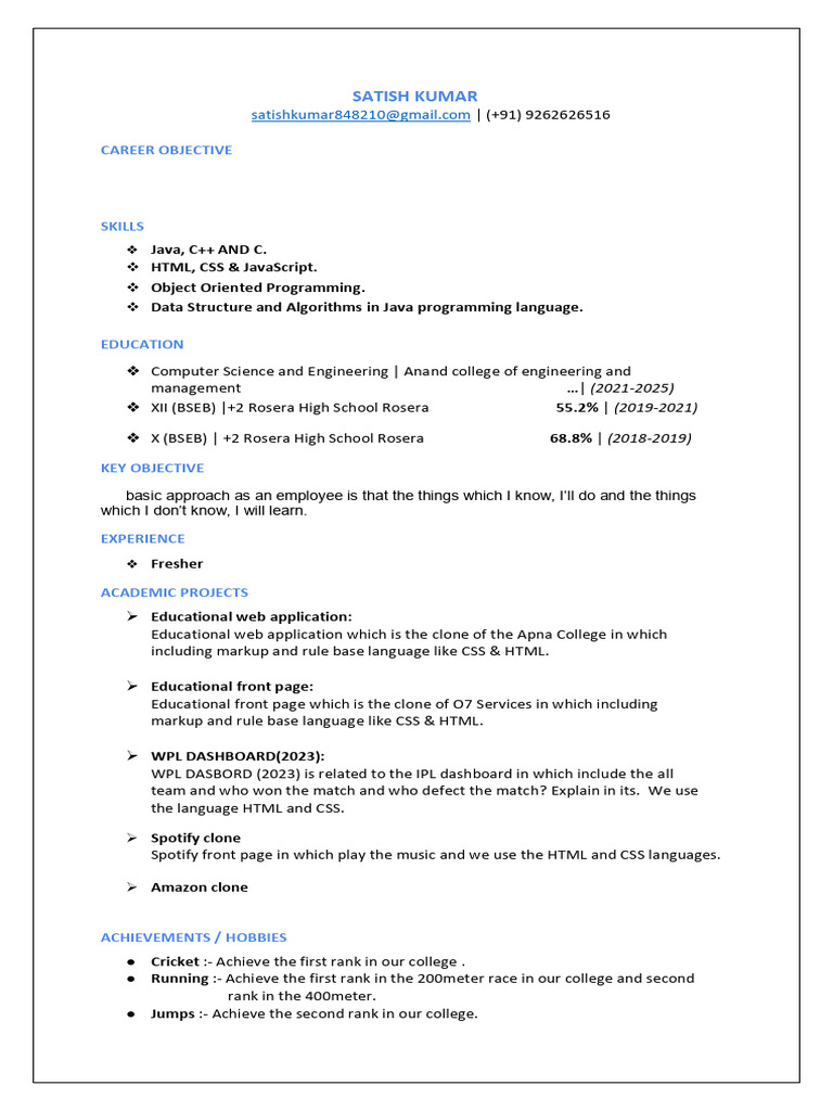 Satish Resume | PDF