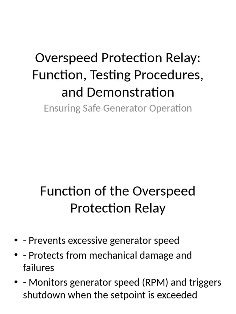 Overspeed Relay Testing Guide | PDF