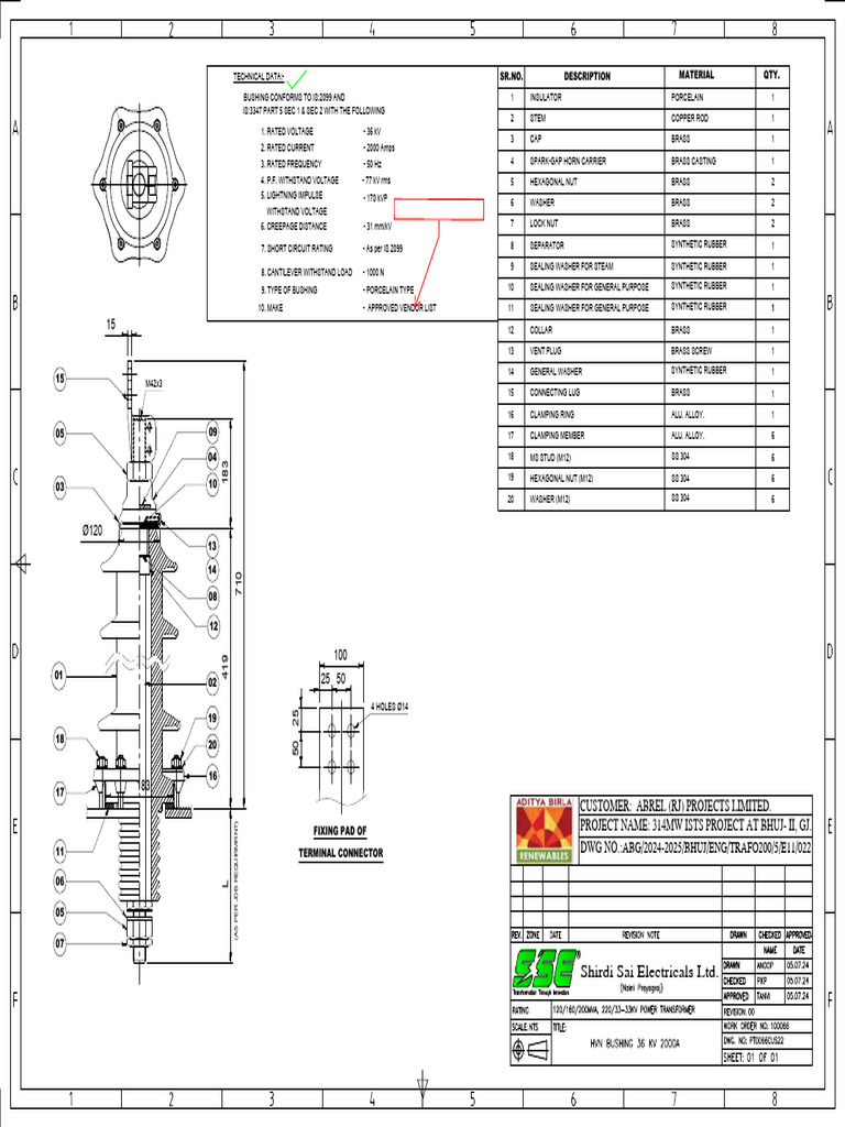 Terminal Connector Fixing Pad Details | PDF | Insulator (Electricity) | Electrical Equipment