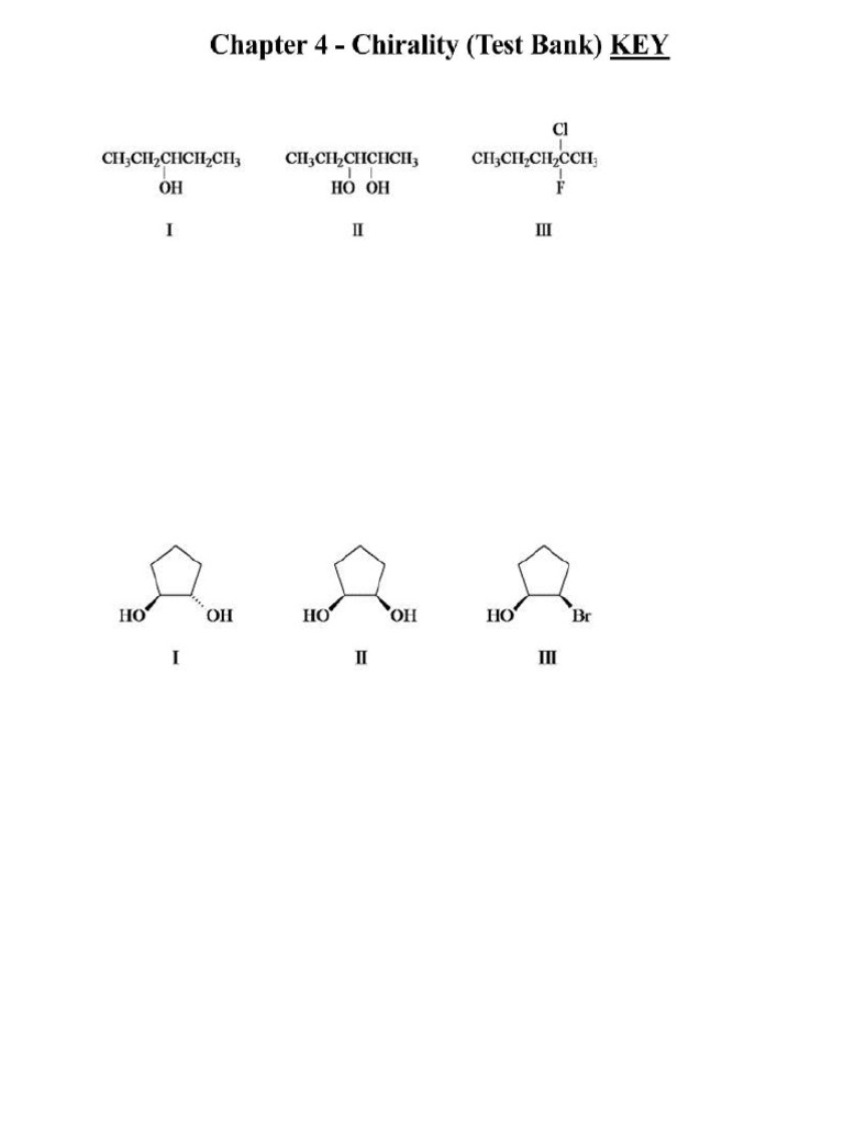 Chapter 4 - Chirality (Test Bank) | PDF | Chirality (Chemistry ...