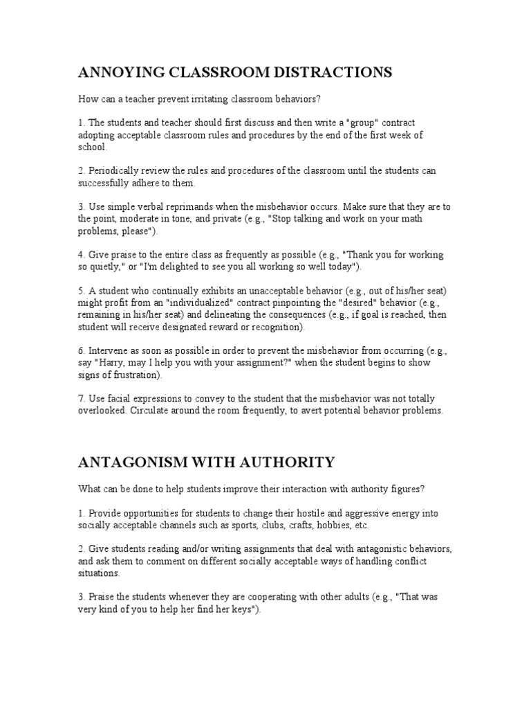 Annoying Classroom Distractions | PDF | Motivation | Motivational