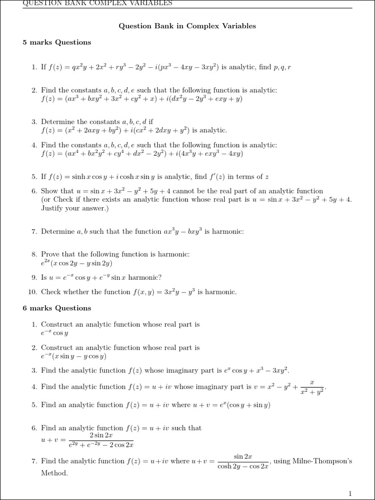 QB Complex Var ESE | PDF | Complex Number | Functions And Mappings QB Complex Var ESE | PDF | Complex Number | Functions And Mappings