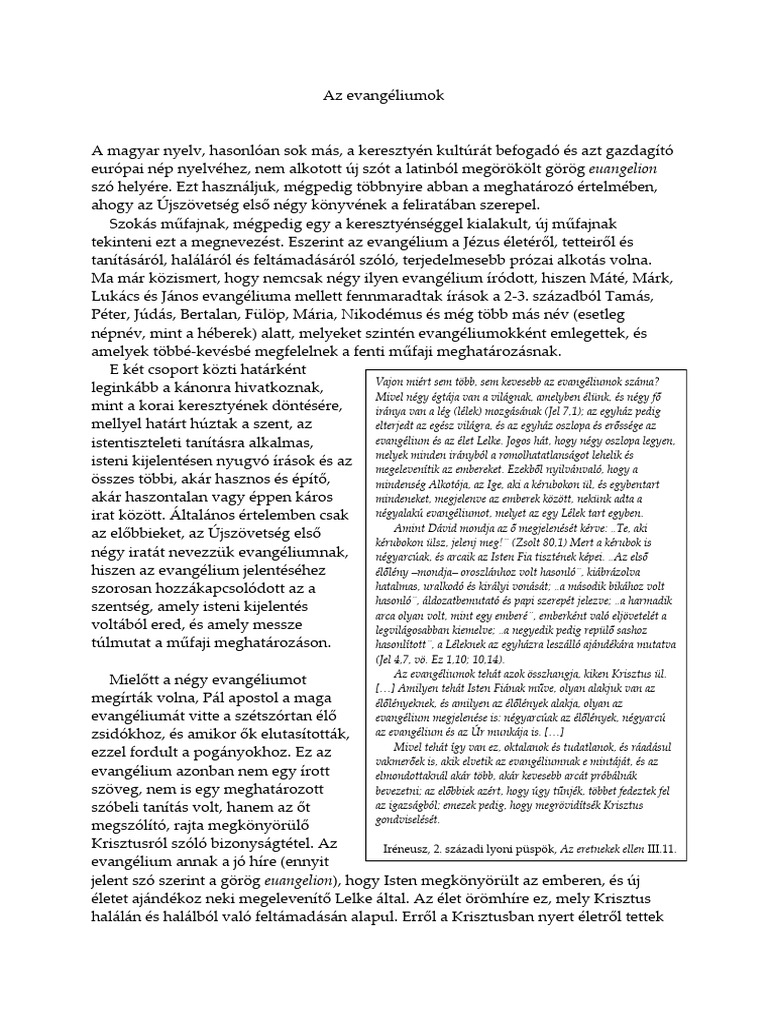 Hanula: Az Evangéliumok | PDF