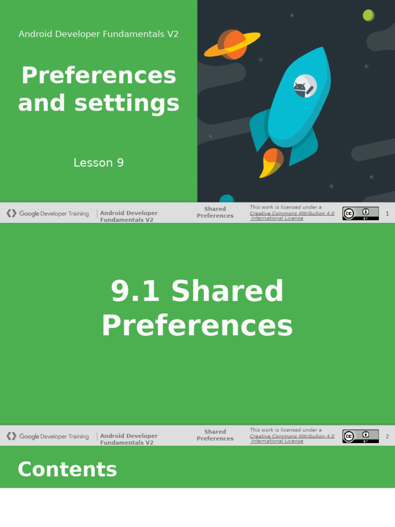 09.1 Shared Preferences | PDF | Android (Operating System) | Creative Commons License