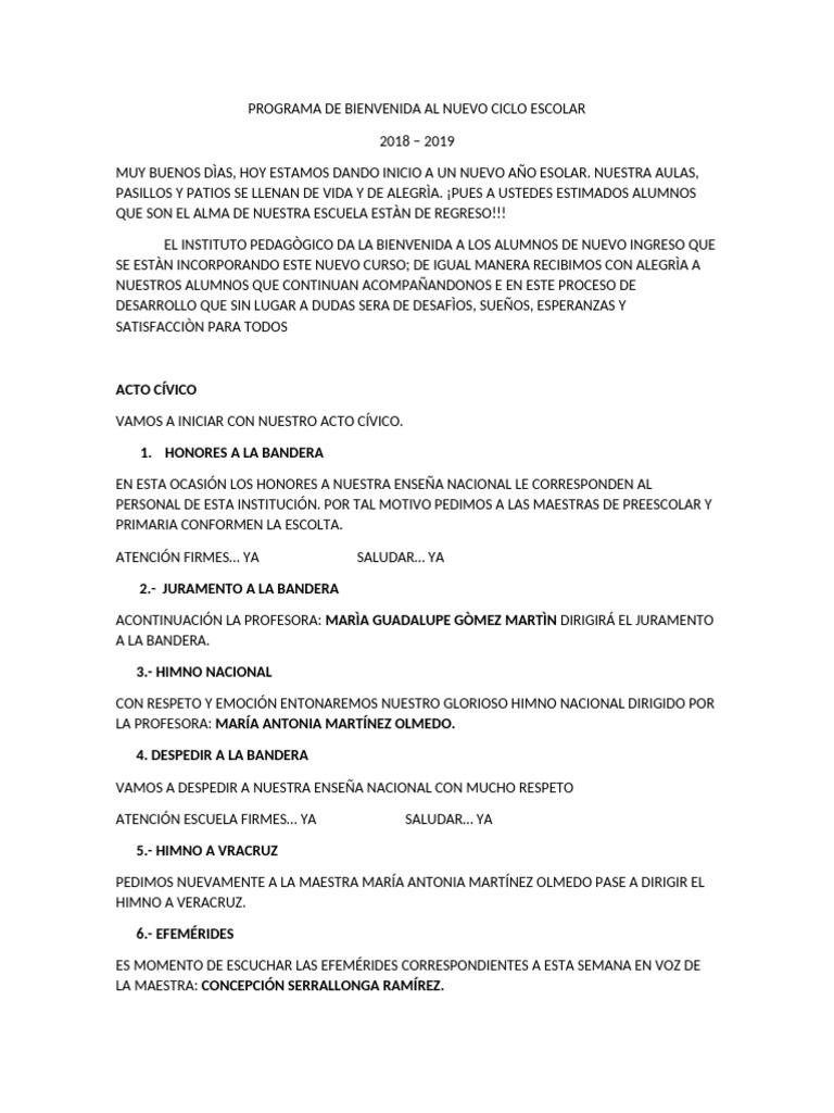 Programa de Bienvenida | PDF | Educación de la primera infancia