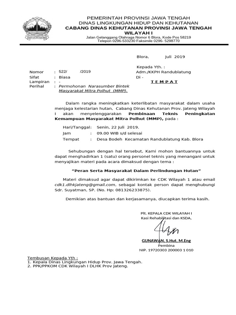 SURAT Undangan Narasumber MMP | PDF