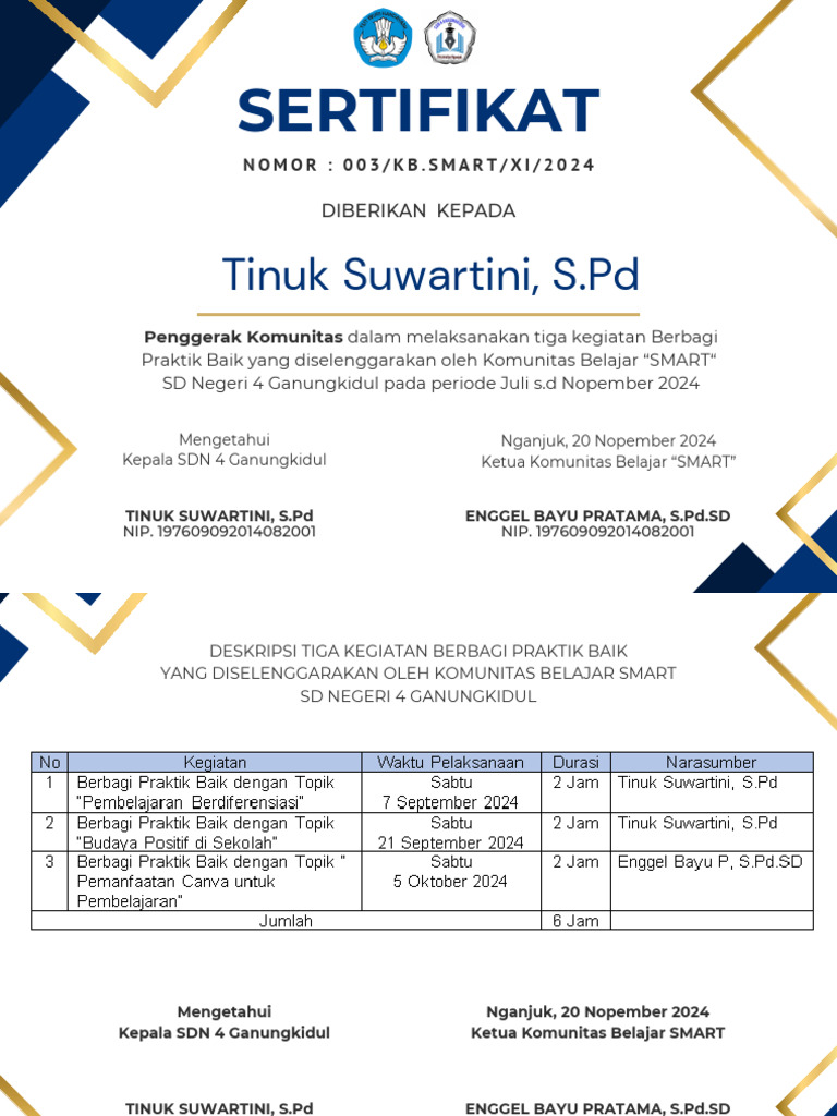 Draft Sertifikat Penggerak Kombel | PDF