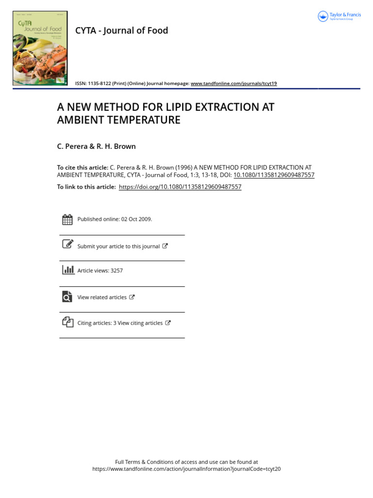 A New Method For Lipid Extraction at Ambient Temperature | PDF | Self ...