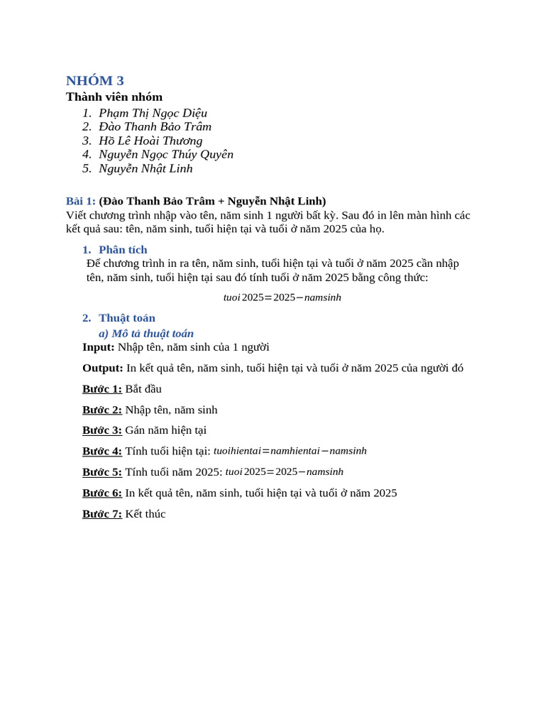 BT Nhóm Bu I 2 | PDF