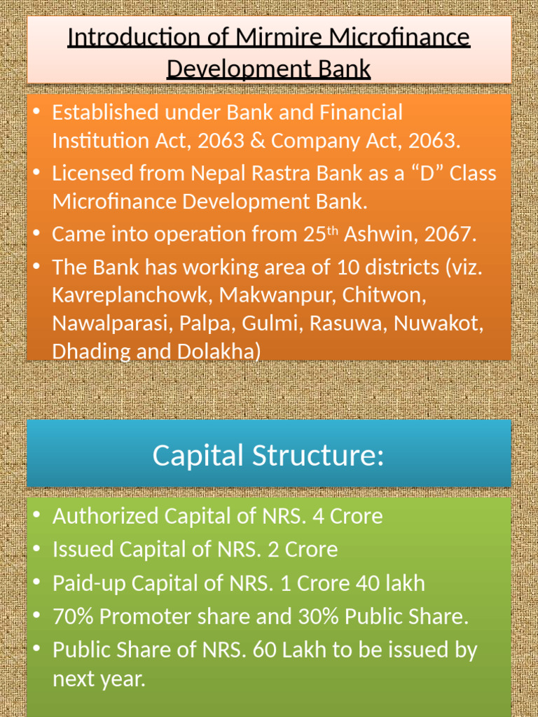 Introduction of Mirmire Microfinance Development Bank | PDF