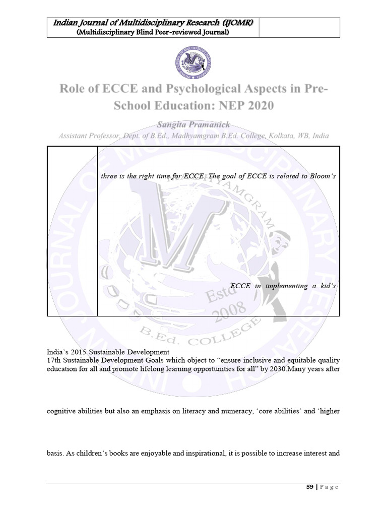 ECCE's Role in NEP 2020 Framework | PDF | Preschool | Pedagogy