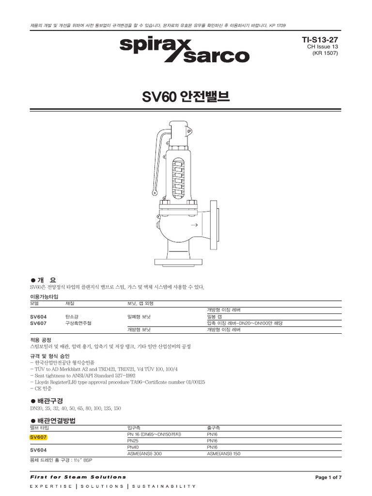 제품자료 SV607 안전밸브 | PDF