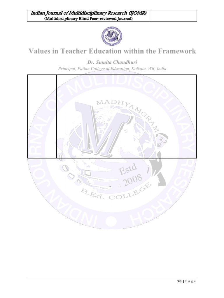 Values in Teacher Education Within The Framework | PDF | Teachers ...