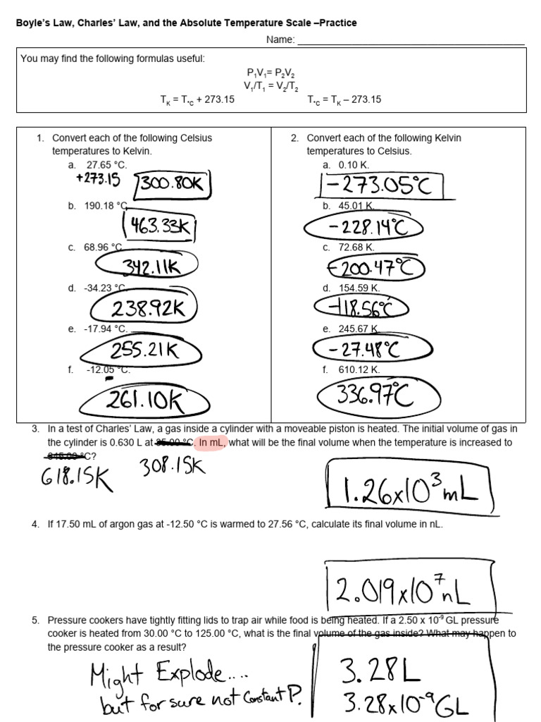 Chemistry 20 - Unit 2 - Lesson 4 - Boyles and Charles Law Practice ...