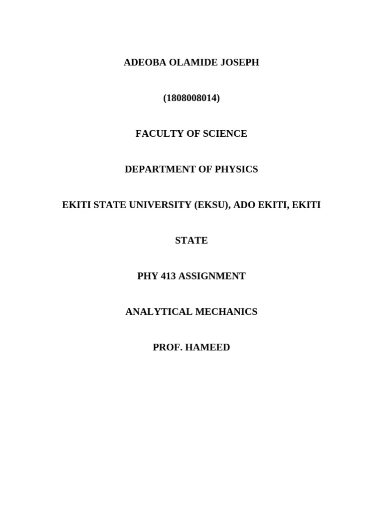 Adeoba Olamide Joseph | PDF | Rotation Around A Fixed Axis | Motion ...