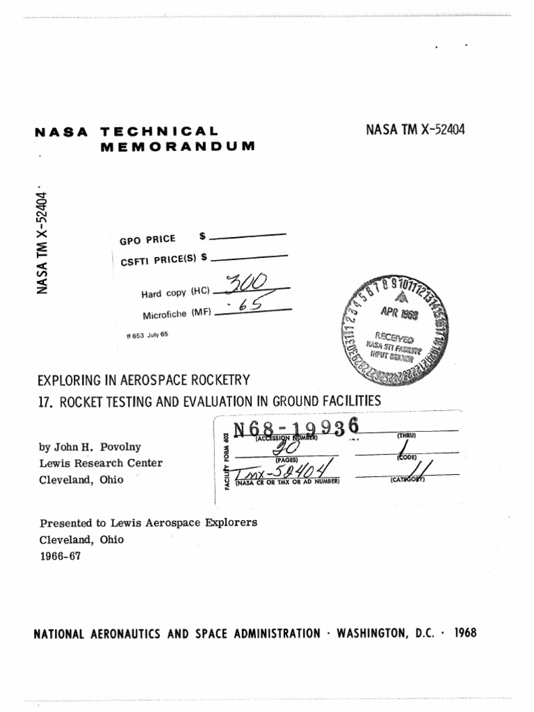 Nasa Technical Memorandum: by John H. Povolny Lewis Research Center ...