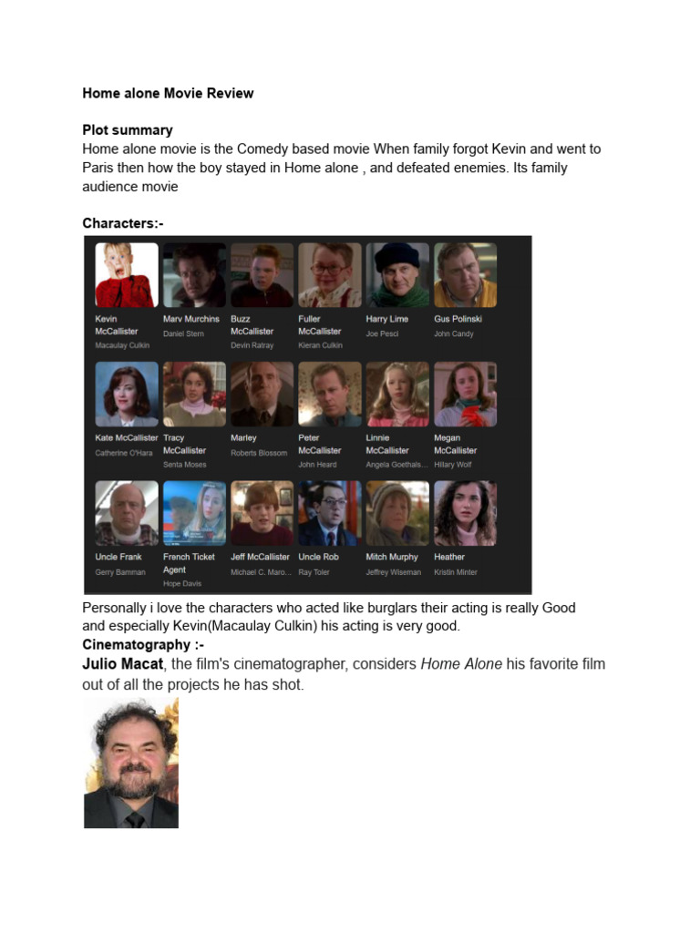 Home Alone Story | PDF