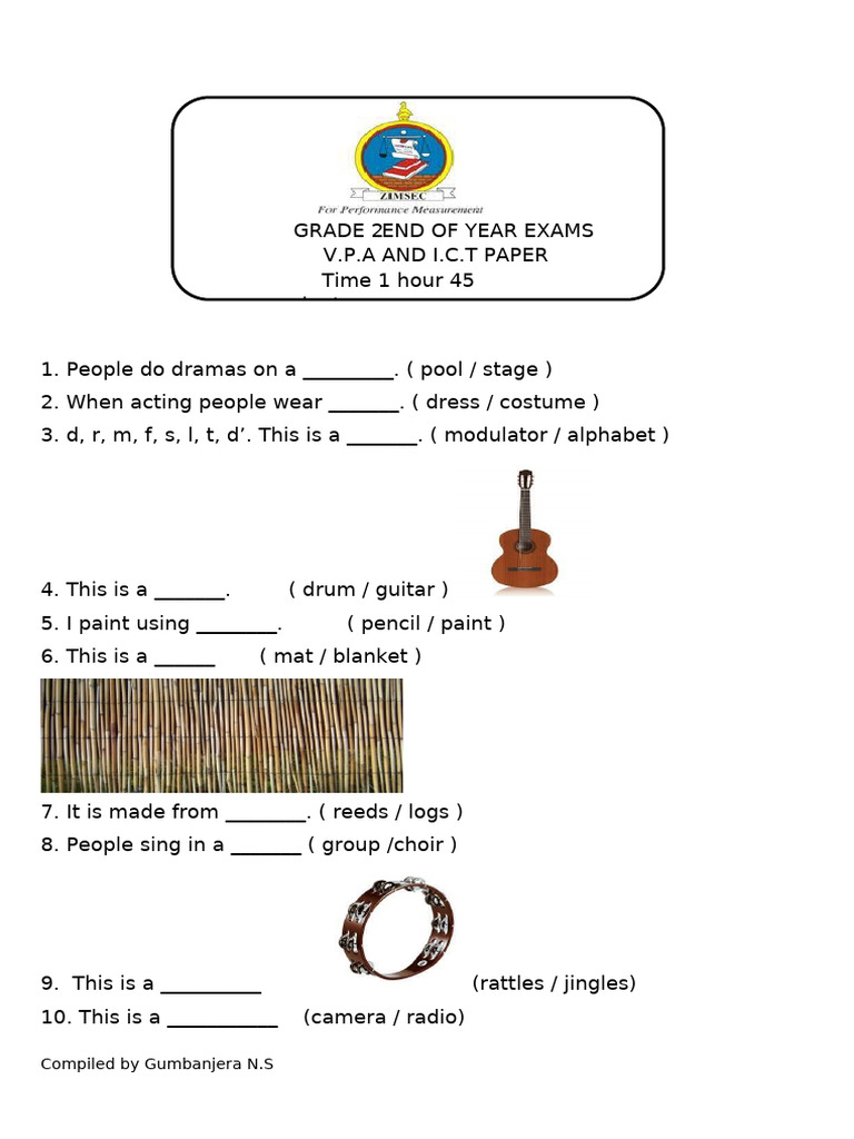 Grade 2 End of Year Exam Questions | PDF | Language Arts & Discipline | Art