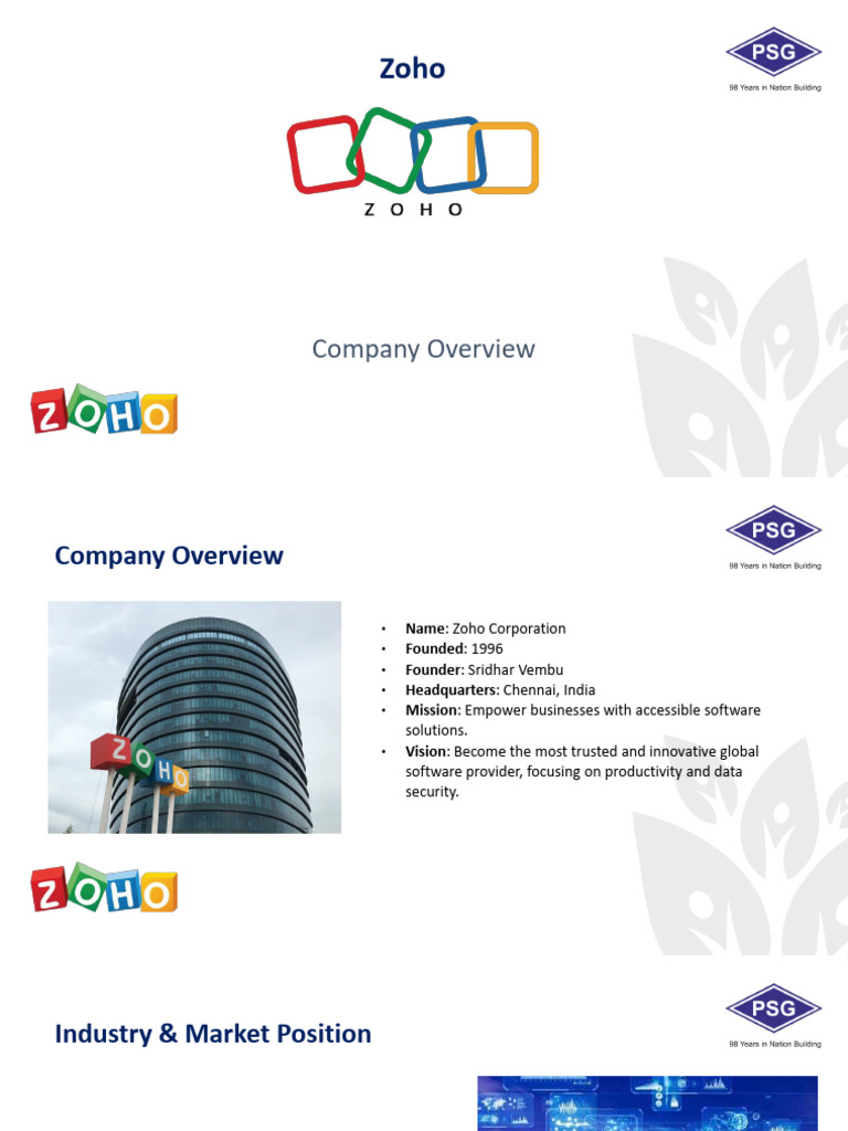 Zoho Comapny Overview | PDF | Software As A Service | Computing