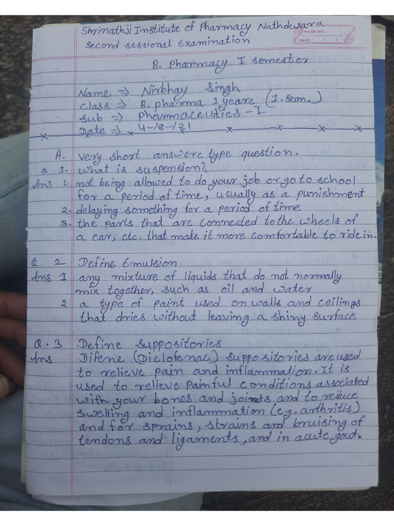 2nd Sessional Exam Pharmaceuties | PDF