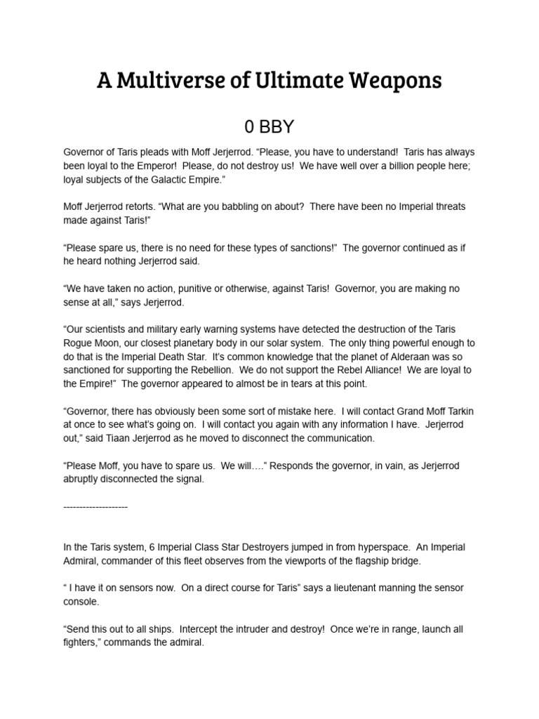 A Multiverse of Ultimate Weapons | PDF | Palpatine | Galactic Empire ...