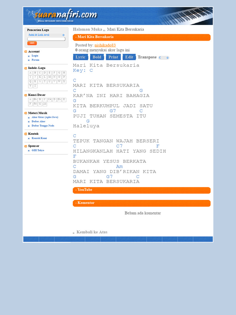Mari Kita Bersukaria - Indonesian Christian Lyrics and Chords | PDF