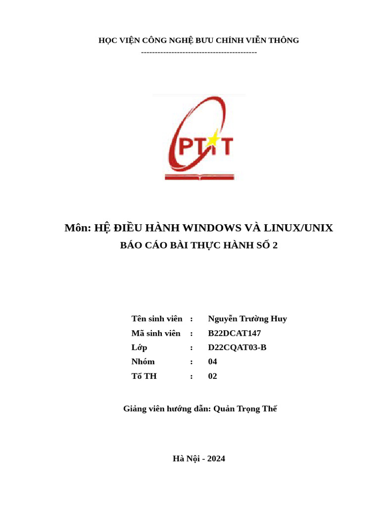 Nguyen Truong Huy B22DCAT147 TH2 | PDF