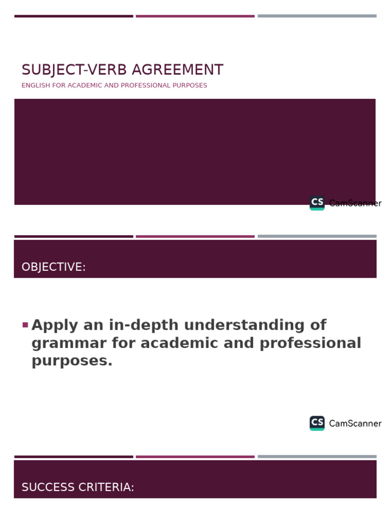 SUBJECT-VERB AGREEMENT PPT | PDF | Subject (Grammar) | Verb