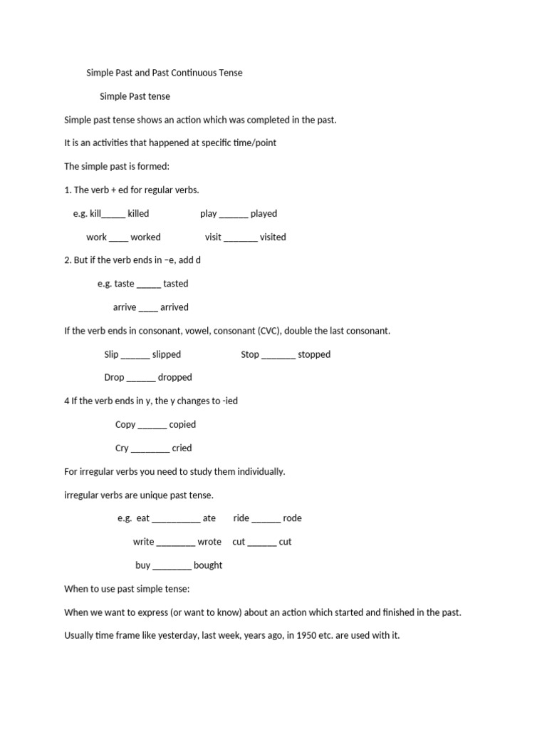 Past Tenses: Simple & Continuous Guide | PDF | Grammatical Tense | Verb