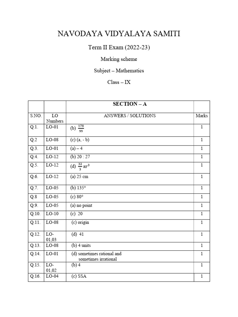 Maths IX Answer Key Basic | PDF | Triangle | Geometric Shapes