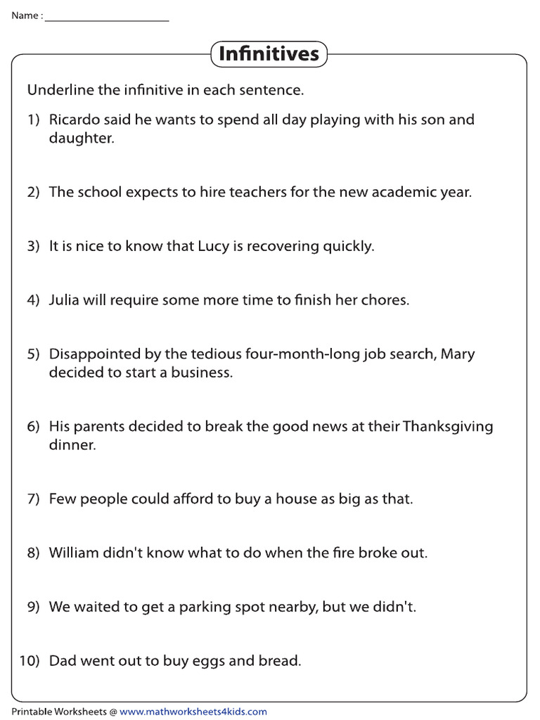 Identifying Infinitive | PDF