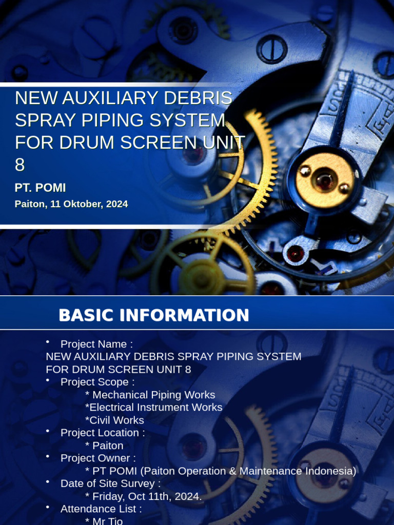 New Auxiliary Debris Spray Piping System For Drum Screen Unit 8 Pomi | PDF