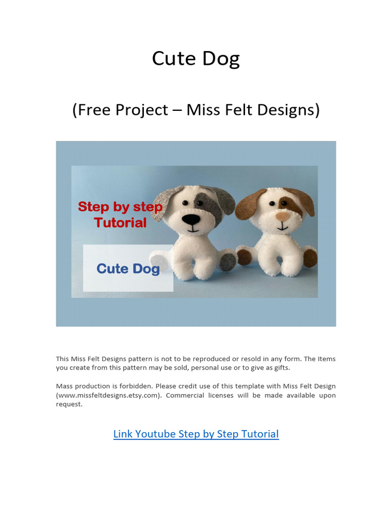 Cute Dog Free Pattern Missfeltdesigns | PDF | Home & Garden | Art