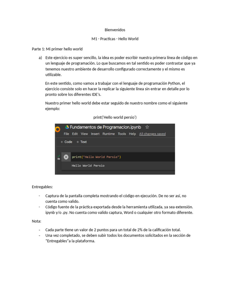 M1 - Practicas - Hello World | PDF