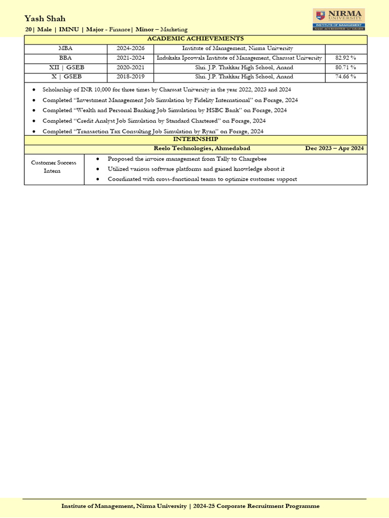 Yash Shah - IMNU. | PDF