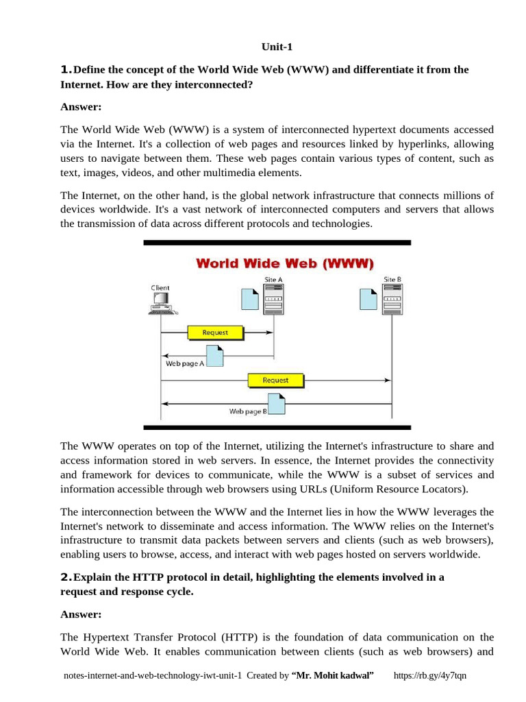 IWT Internet and Web Technology-Unit 1 | PDF | World Wide Web | Internet & Web