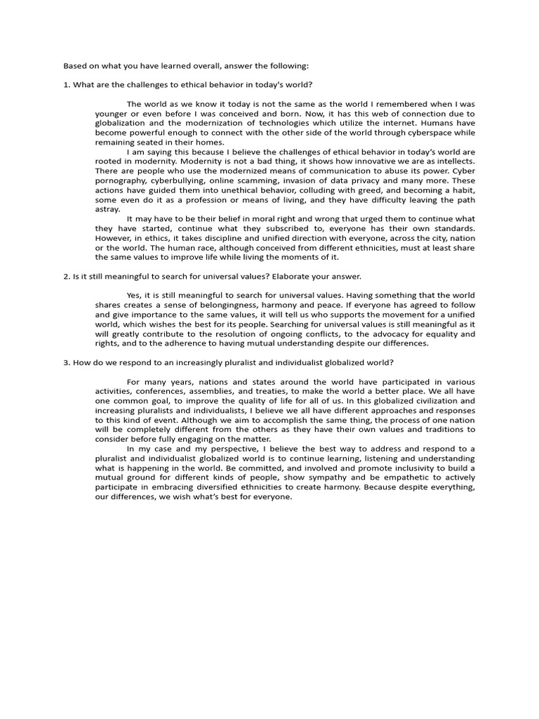 Ethical Challenges in a Globalized World | PDF | Social Psychology