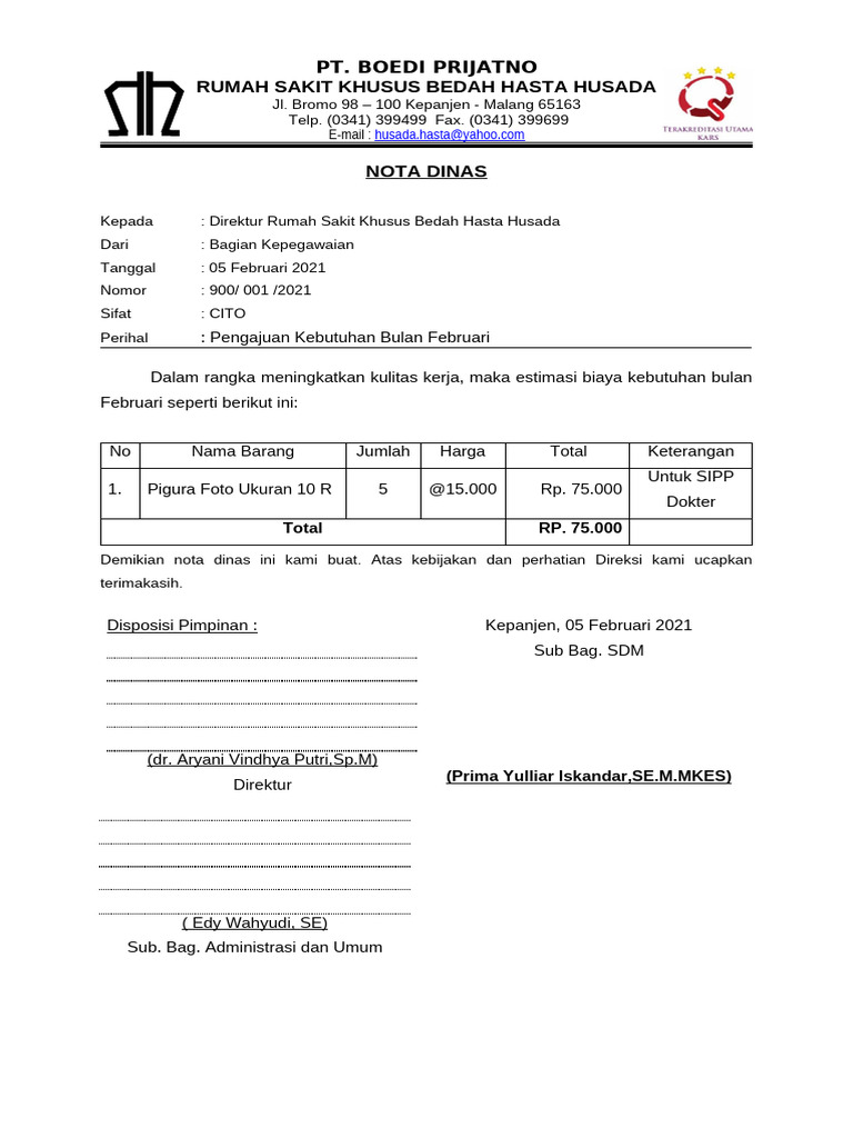 Contoh Nota Dinas | PDF